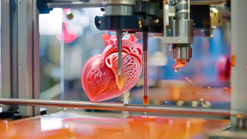 A Close-up View of a 3D Printer in Action, Creating a Human Heart ...