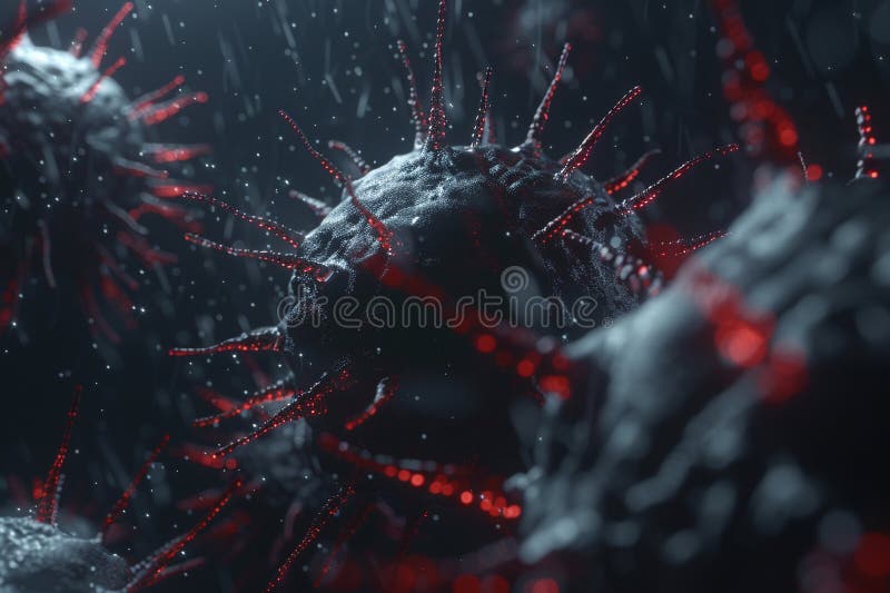 Closeup View on a 3D Rendered Malware with a Dark Threatening ...