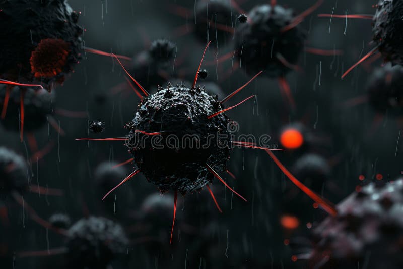 Closeup View on a 3D Rendered Malware with a Dark Threatening ...