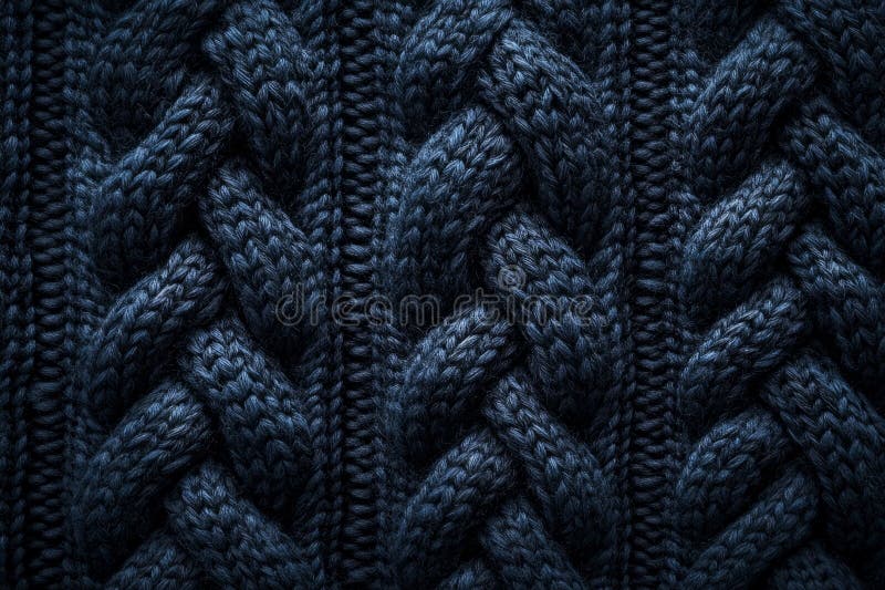 Dark Blue Cable Knit Fabric Texture Close Up Stock Photos - Free ...