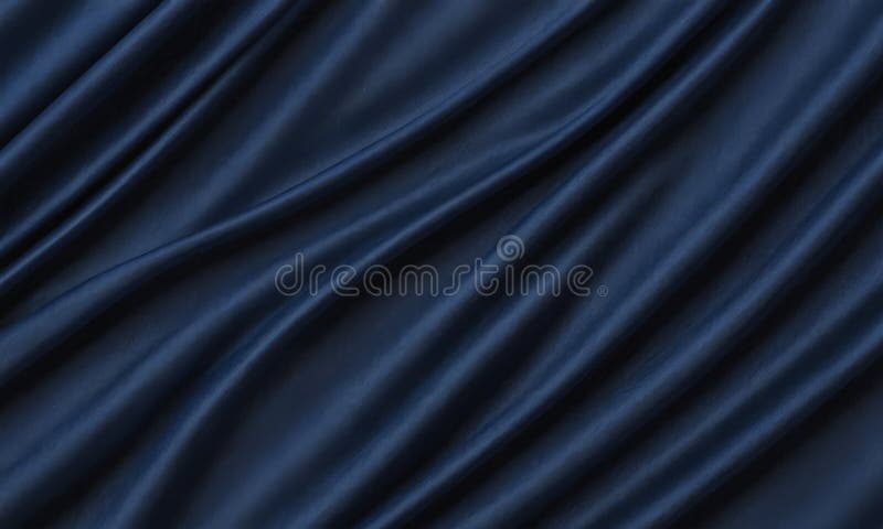 Close-up View Dark Blue Satin Fabric, with Smooth, Flowing Texture and ...