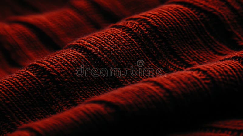 A Close-up View of a Dark Red Knitted Fabric with a Textured Surface ...