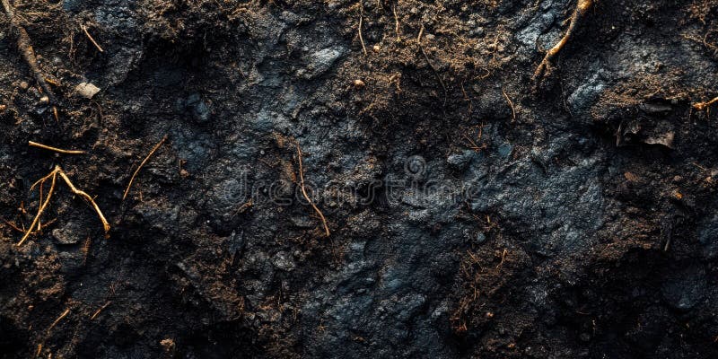 Close-up View of Dark, Rich Soil with Organic Matter and Texture Stock ...