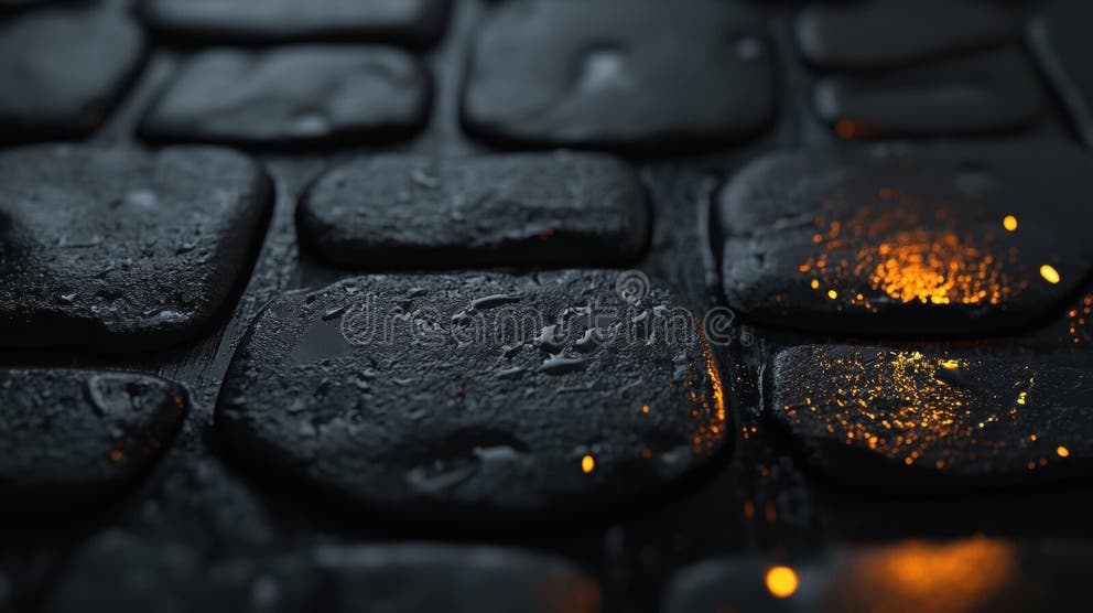 A Close-up View of a Dark, Textured Surface with Small, Bright Spots of ...