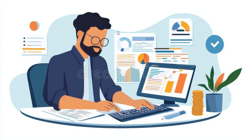 Close-up View of Data Analysis and Reporting in a Business Intelligence ...