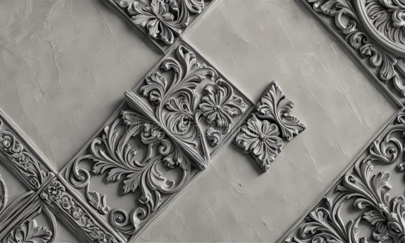 Close-up View Decorative Wall Panel, Featuring Intricate Floral and ...