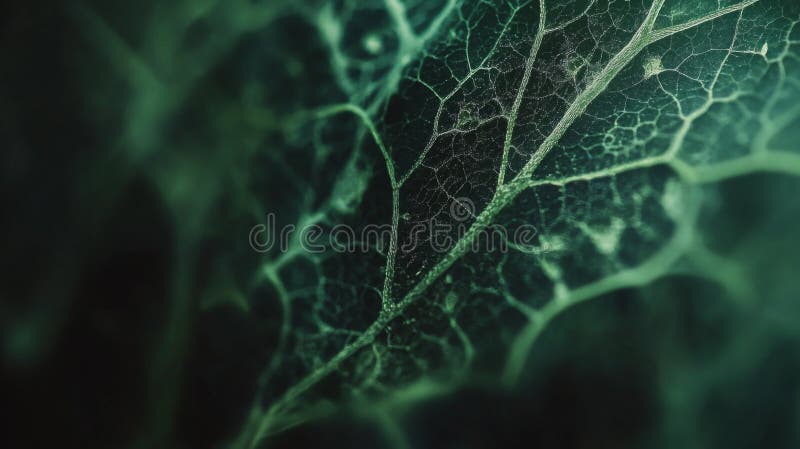 A Close Up View of a Deep Green Leaf Vein Structure Stock Illustration ...