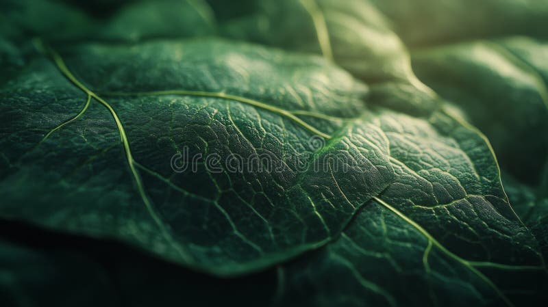 A Close Up View of Deep Green Leaf Veins Stock Illustration ...