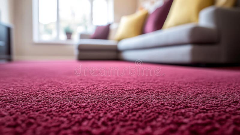 Close Up View of Deep Red Carpet in Living Room Stock Illustration ...