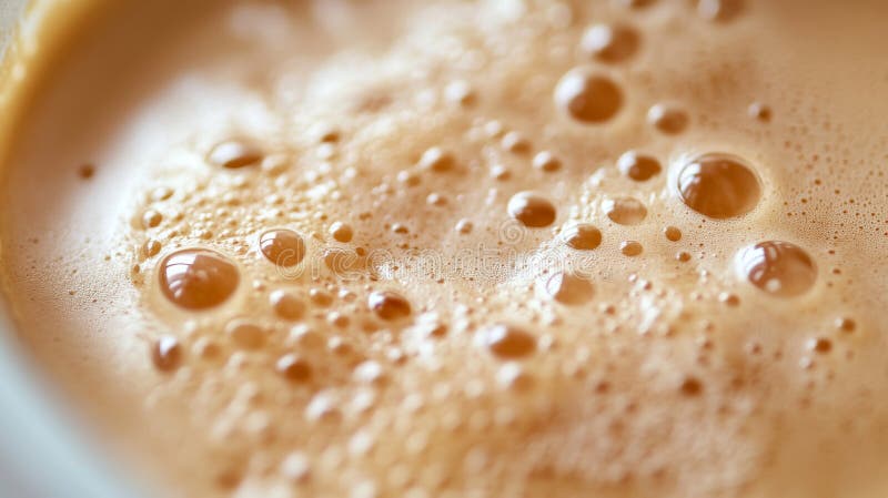 Close-up of Coffee Foam Bubbles in a Fresh Cup of Cappuccino Stock ...