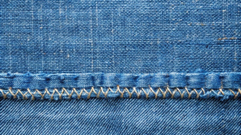 Close-up View of Denim Fabric Texture Showing a Detailed Seam ...