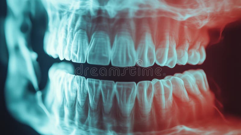 Close-Up View of Dental Imaging of Human Teeth and Gums Stock Image ...