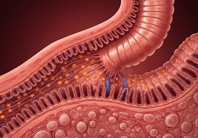 Intestinal Anatomy Section Diagram Stock Illustration - Illustration of ...