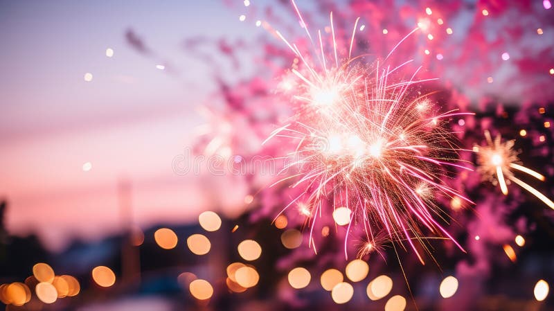Close-up View of Detailed and Colorful Single Firework Explosion in the ...