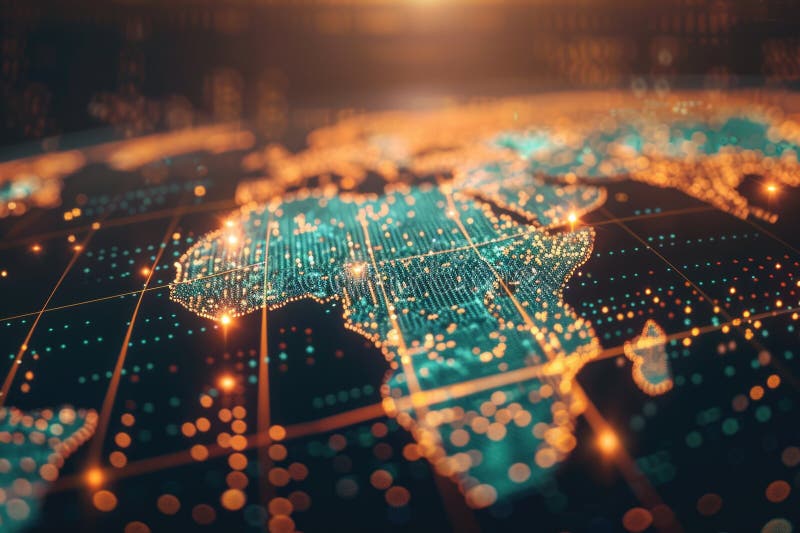 A Close-up View of a Detailed World Map Stock Illustration ...