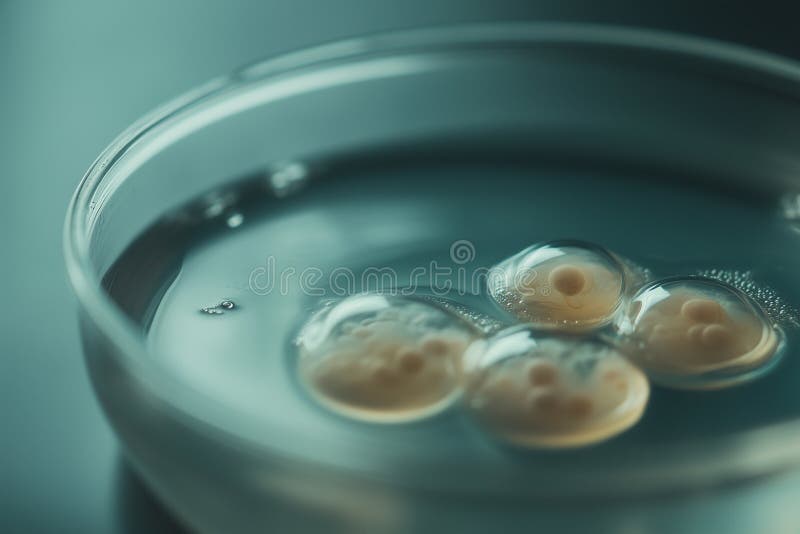 Close-up View of Developing Embryos in a Petri Dish Under Laboratory ...