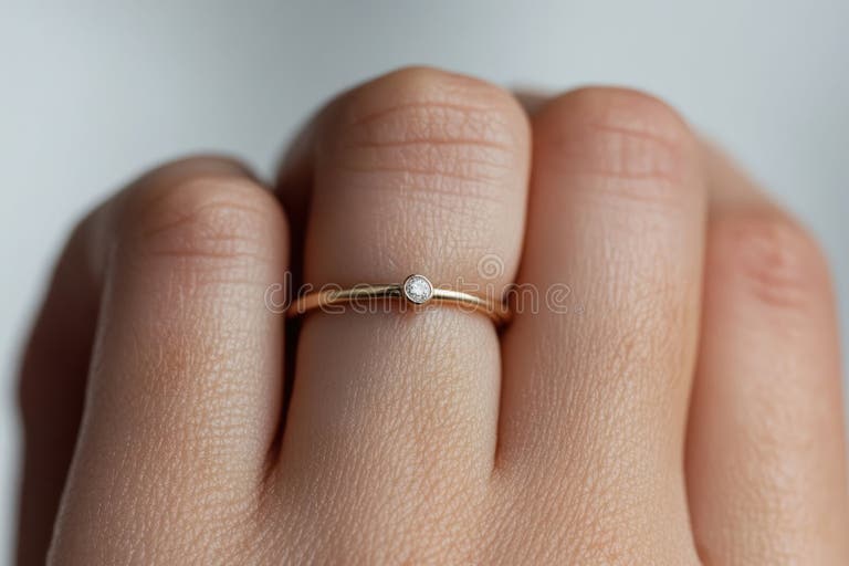 Close-up View of Diamond Engagement Ring on Finger at Proposal Stock ...