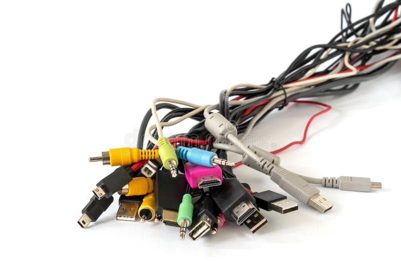 Close Up View of Different Computer Cables Stock Image - Image of ...