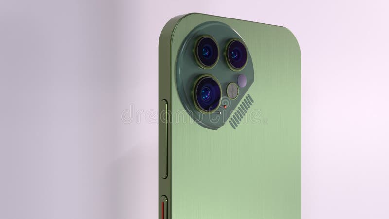 Close Up View of Digital Camera Lenses Module of Modern Green Colored ...