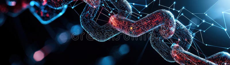 Closeup View of a Digital Chain Structure Representing Technology and ...