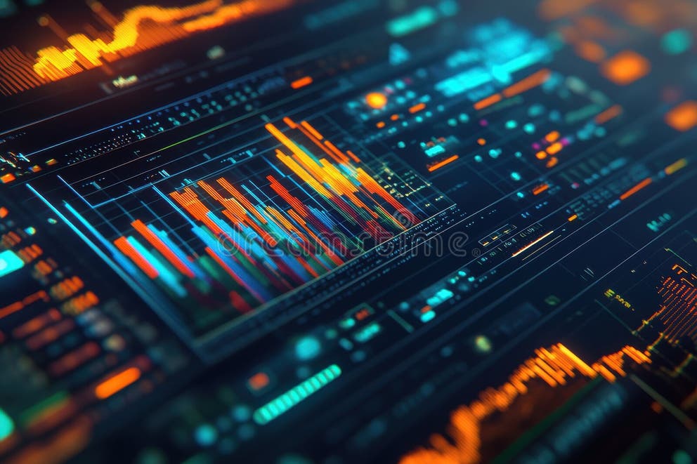A Close-up View of a Digital Data Visualization Screen, Featuring ...