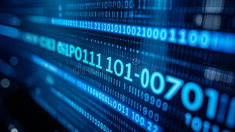 Binary Code Display Showing Complex Data Stock Illustration - Illustration of digital ...