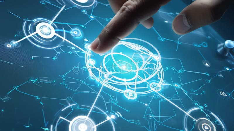 Close-up View of a Digital Interface Network Connections in a High-tech ...