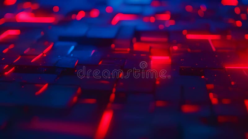 A Close-up View of a Digital Landscape with Glowing Red Lines ...
