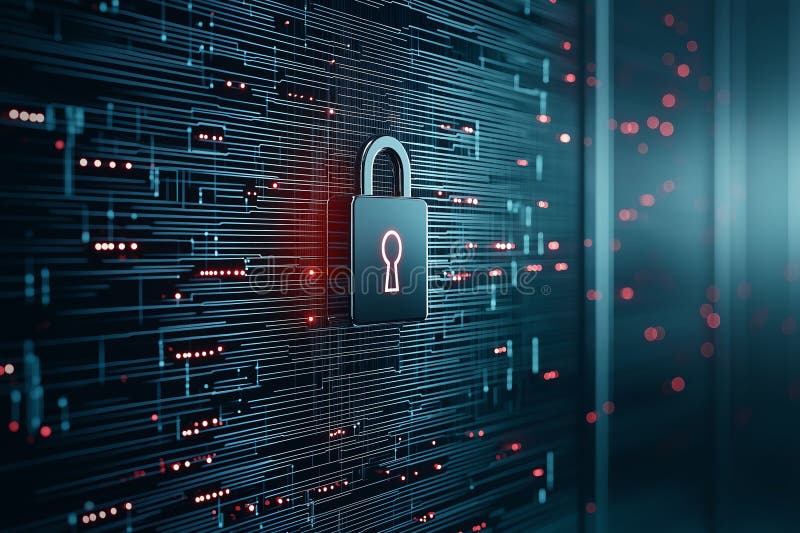 A Closeup View of a Digital Lock on a Cybernetic Backdrop Highlighting ...