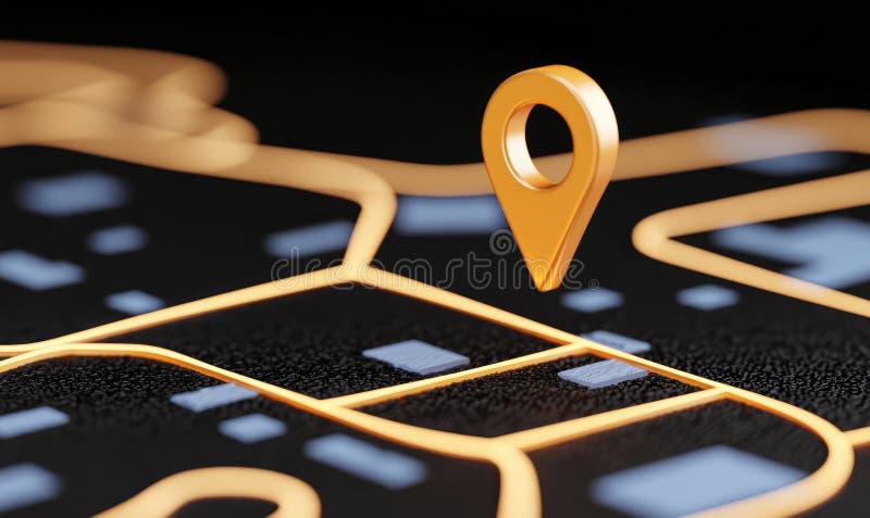 A Close-up View of a Digital Map with a Prominent Location Pin ...