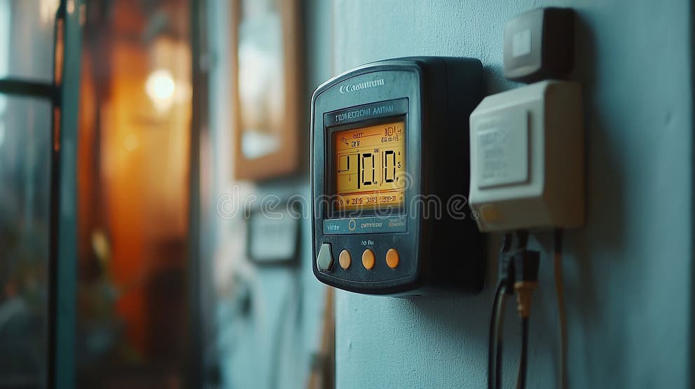A Close-up View of a Digital Meter Displayed on a Wall. this Device ...