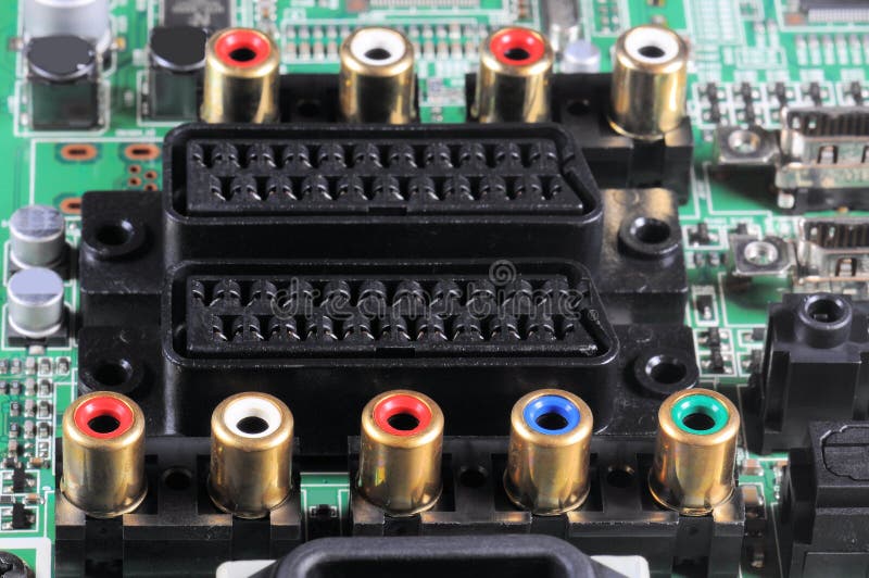 Close-up View on a Digital Video Recorder on the Part Connectors. Video ...