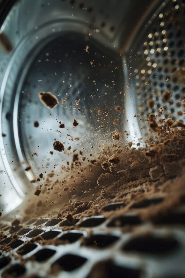 A Close Up View of a Dirty Dryer with Lint and Debris Stock Photo ...