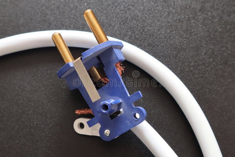 Close Up View of Disassembled Electrical Plug on Black Background Stock ...