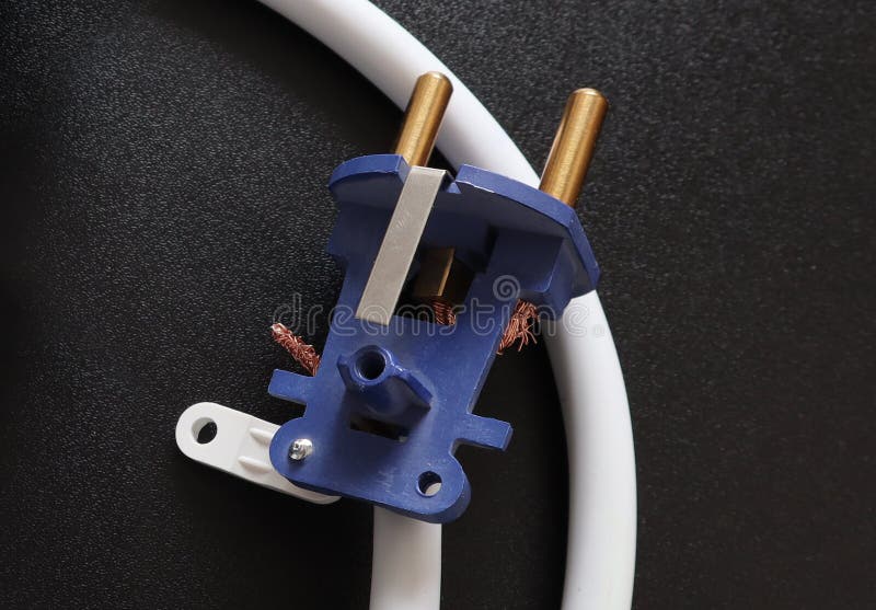 Close Up View of Disassembled Electrical Plug on Black Background Stock ...