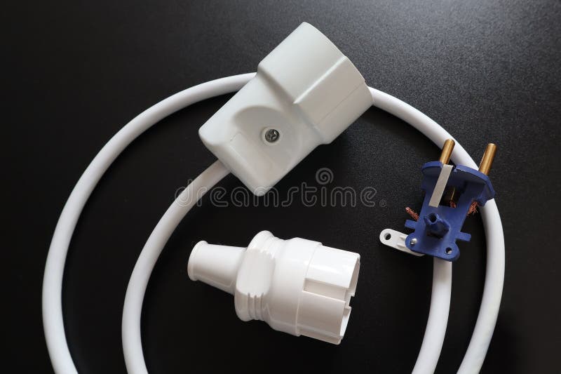 Close Up View of Disassembled Electrical Plug on Black Background Stock ...