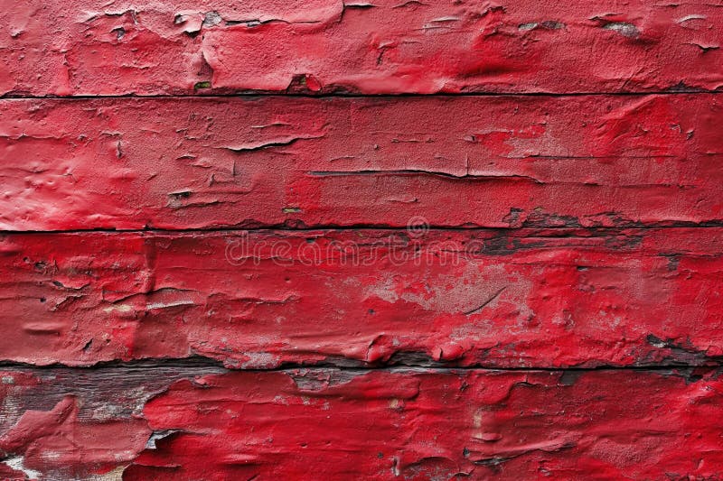 Weathered Red Paint Surface with Rough Texture, Peeling Off To Wood ...
