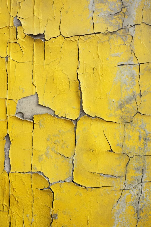 Old Yellow Weathered Paint Wall with Peeling Chipped Surface, Concrete ...