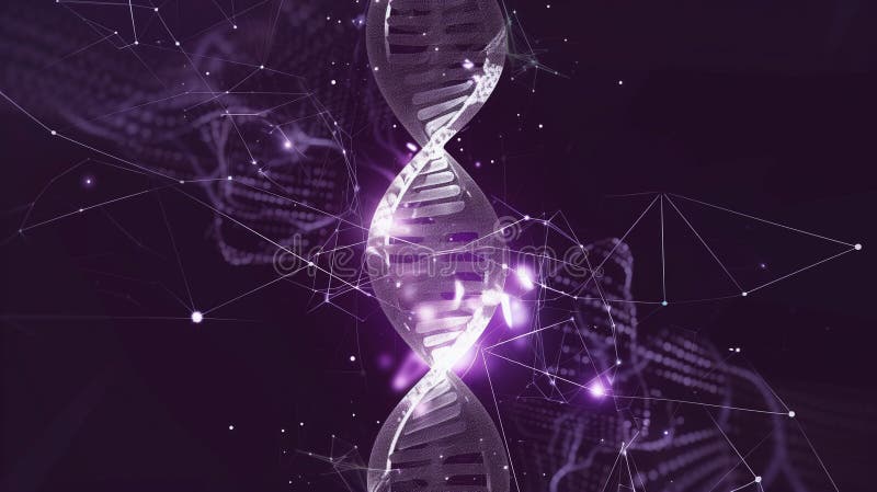 Close Up View of a Dna Double Helix, Rotating DNA Glowing Molecule ...
