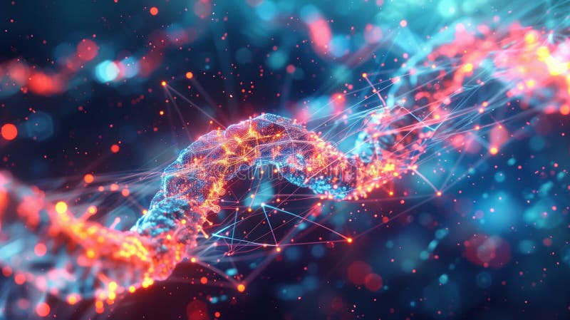 Close Up View of a Dna Double Helix, Rotating DNA Glowing Molecule ...