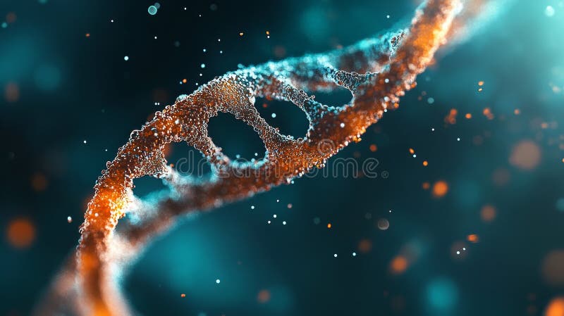 Close-up View of Dna Strand with Complex Molecular Structure in Vivid ...