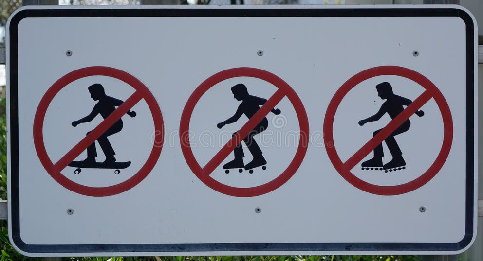 No Skateboarding Rollerskating or Rollerblading Sign Stock Image ...