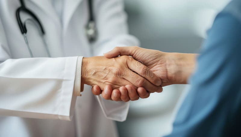 Close Up View of Doctor Touching Patient Hand, Showing Empty and ...