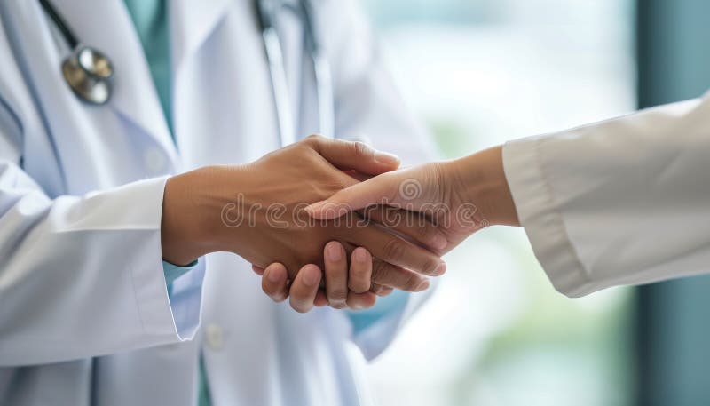 Close Up View of Doctor Touching Patient Hand, Showing Empty and ...