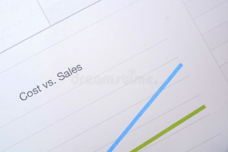 Close Up View of a Document Showing Data Cost and Sales Stock Image ...