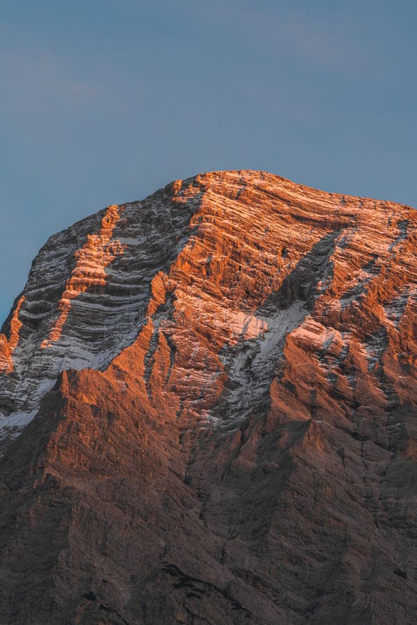 Close Up View of the Dolomite Mountain Peak at Sunset, Dolomite Alps in ...