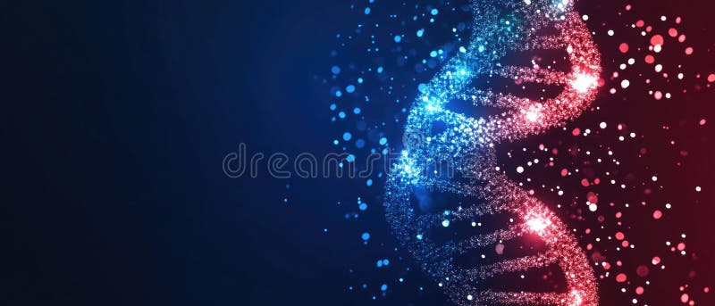 A Close-up View of a Double-stranded DNA Molecule Against a Blue and ...