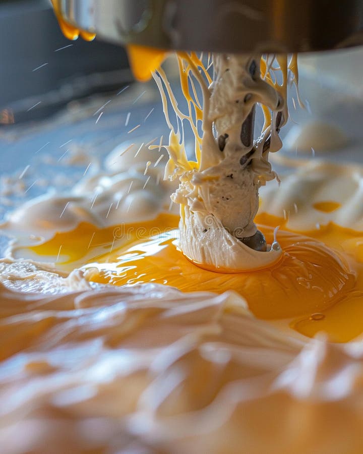 Close-up View of a Dough Hook Mixing Cookie Dough with Egg Yolk ...