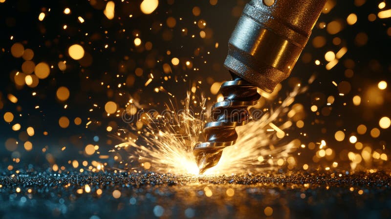 A Close-up View of a Drill in Action, Creating Sparks while Working ...