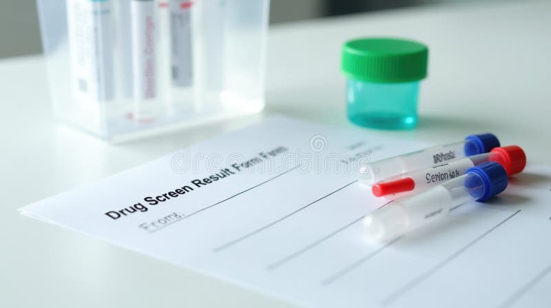 Close-Up of a Drug Testing Setup with Vials and Documentation Stock ...